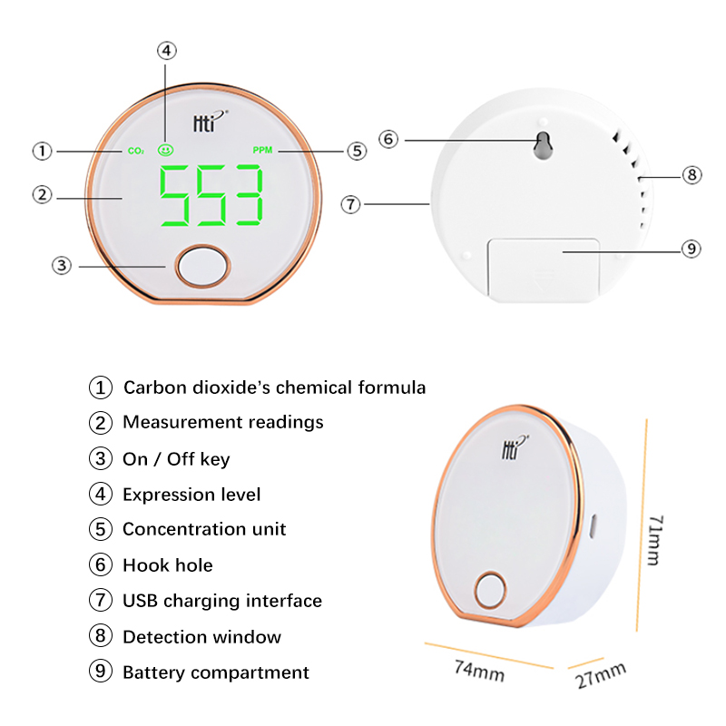 เครื่องวัด แก๊สคาร์บอนไดออกไซด์ ในอากาศ Carbon dioxide CO2 Hti HT-401
